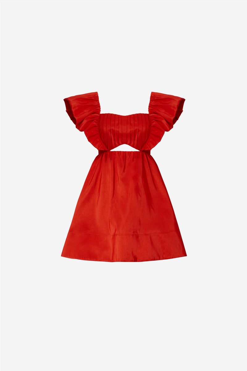 Bree Frill Detailed Mini Dress Summer Red | Me & My Cousin